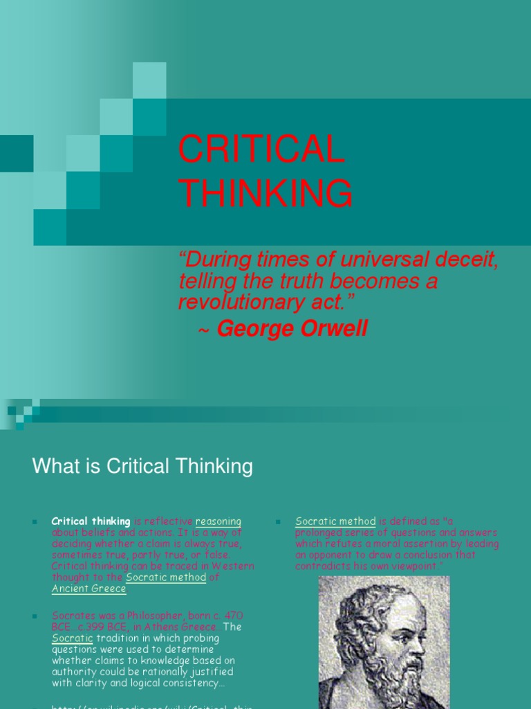 Critical Thinking Powerpoint | PDF | Critical Thinking | Thought
