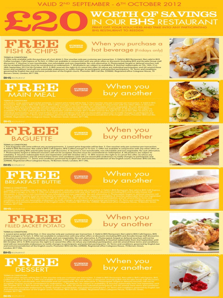 BHS Restaurant Summer Savings Promotion: A Collection of Discount ...