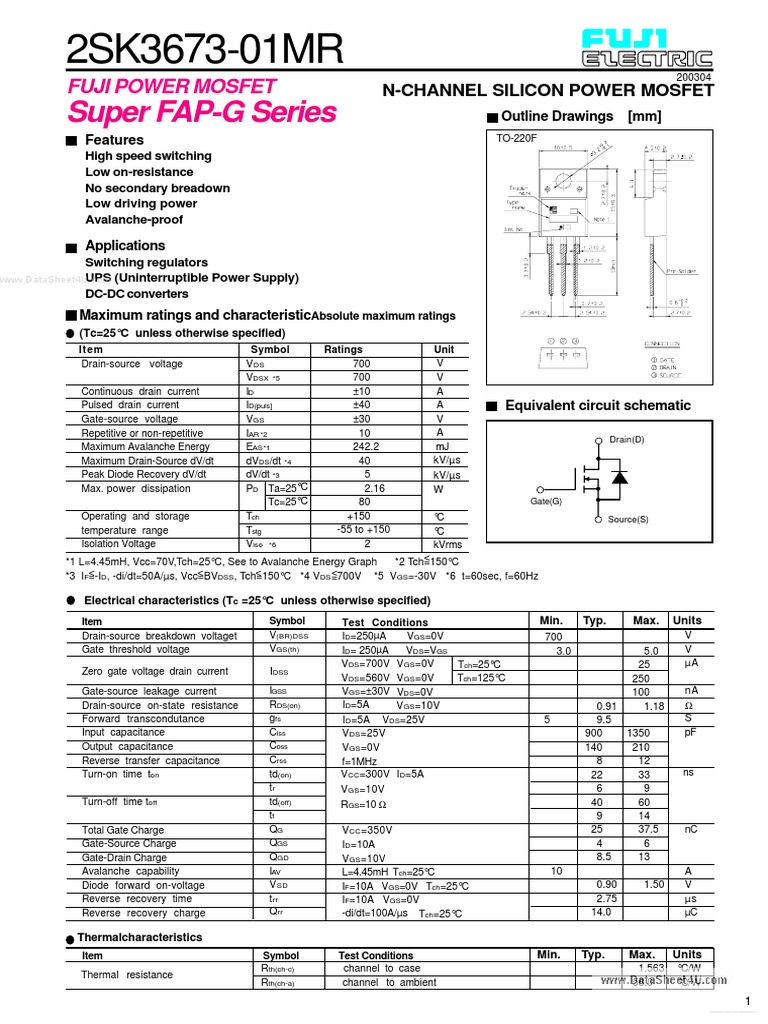 2sk3673 Mosfet | PDF | Mosfet | Computer Engineering
