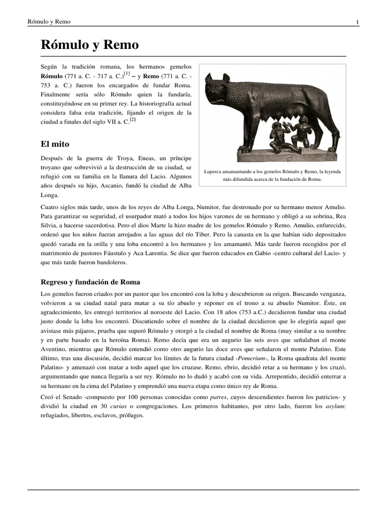Rómulo y Remo | PDF | Romulus y Remus | Mitologia Italiana