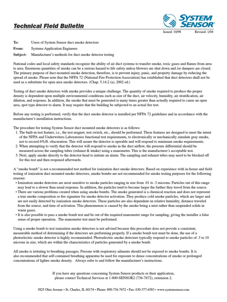 Duct Smoke Detector Testing | PDF | Smoke | Duct (Flow)