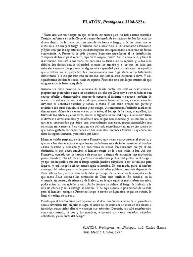 Platon - Pasaje Protágoras | PDF | Homo Sapiens