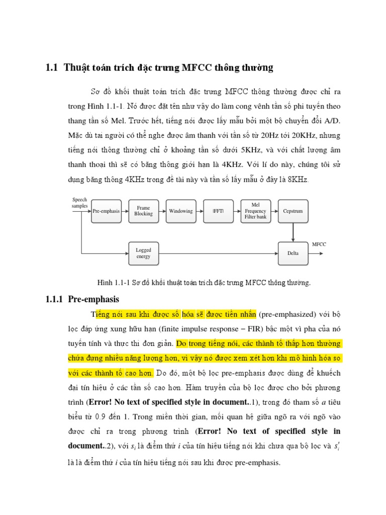Thuật Toán Trích Đặc Trưng MFCC | PDF