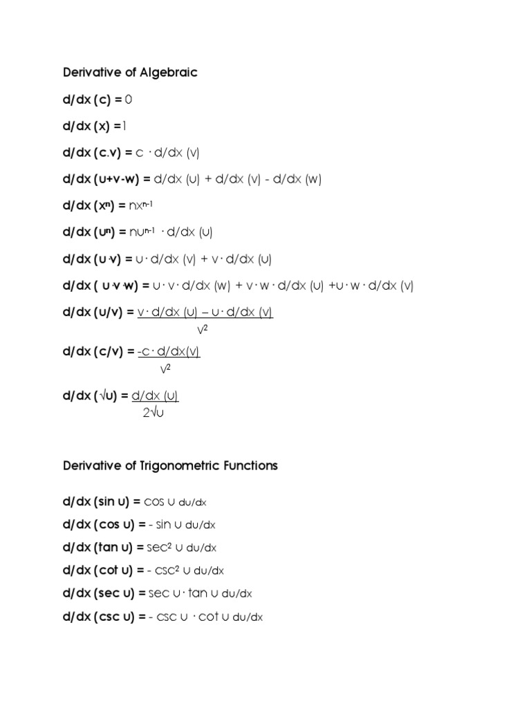 Derivative (Calculus) | PDF