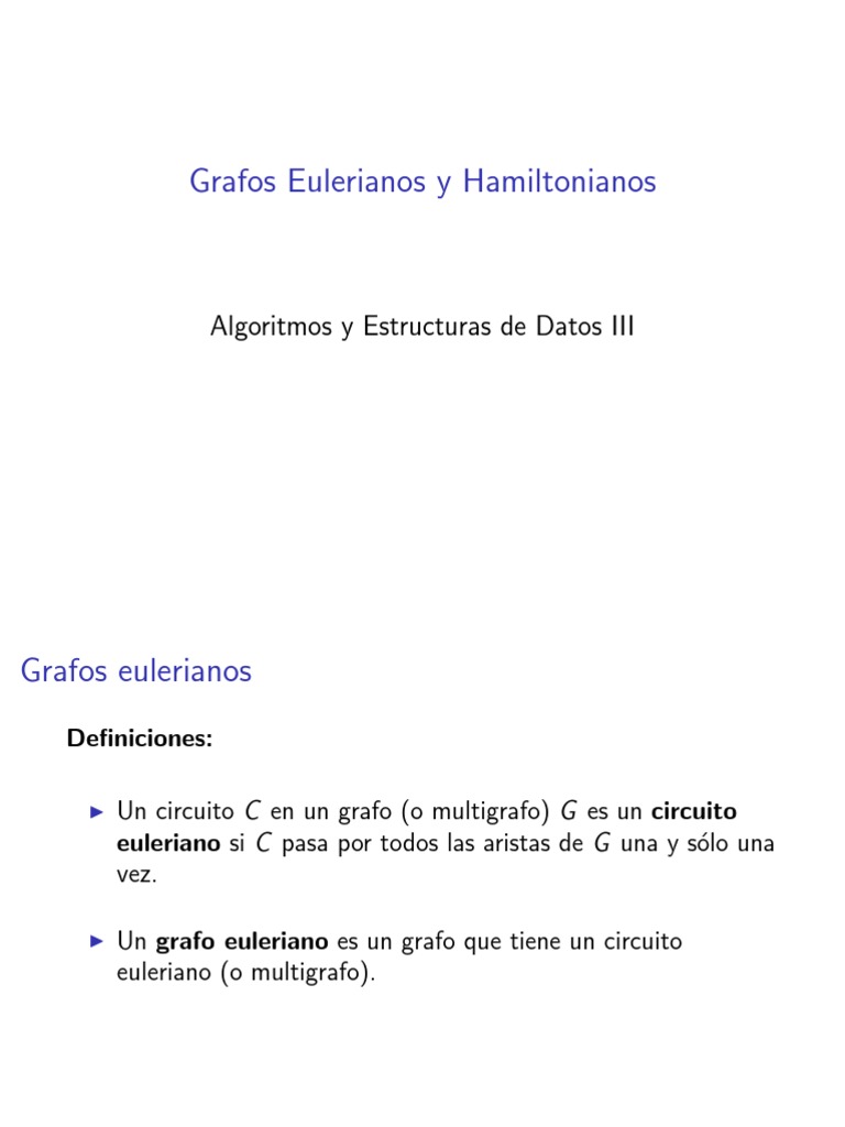 Grafos Eulerianos y Hamiltonianos | PDF | Teoría de grafos | Matemáticas discretas
