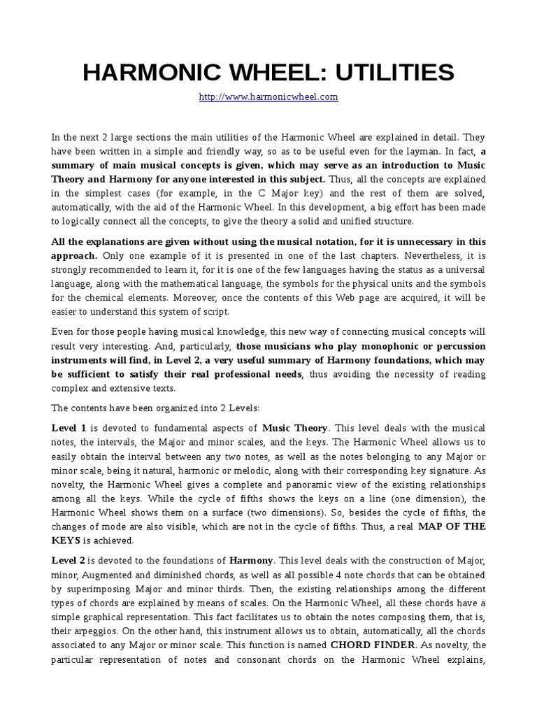 Harmonic Wheel - Level 2 Foundations of Harmony | PDF | Harmony | Chord ...