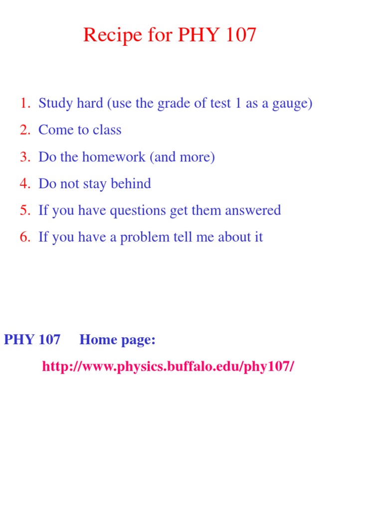 PHY 107 Course Overview and Guidelines | PDF