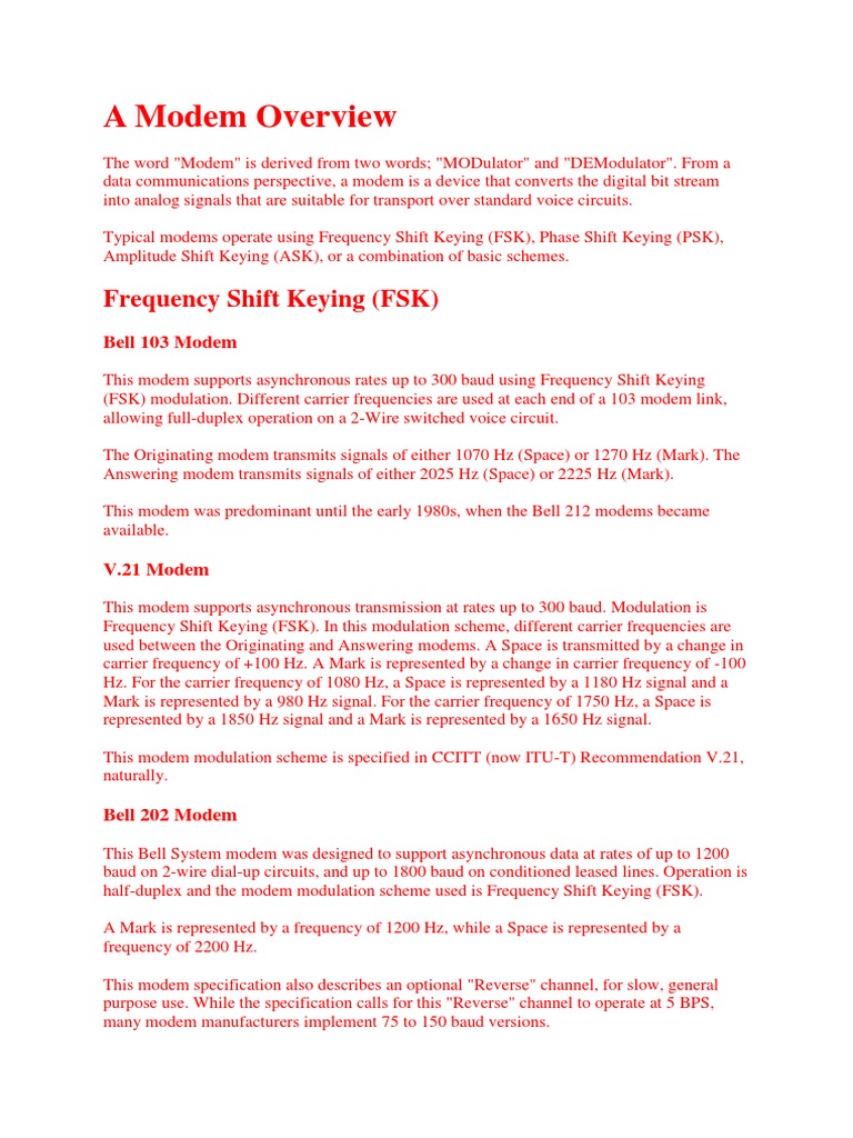 A Modem Overview | PDF | Modulation | Modem