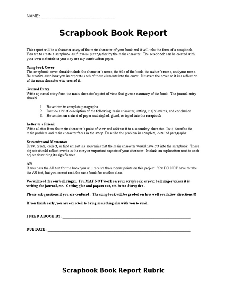 Scrapbook Book Report | PDF | Scrapbooking | Stationery