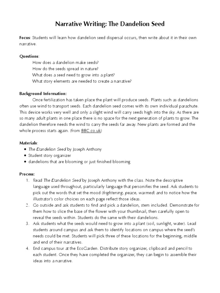 The Dandelion Seed | PDF | Seed | Narrative