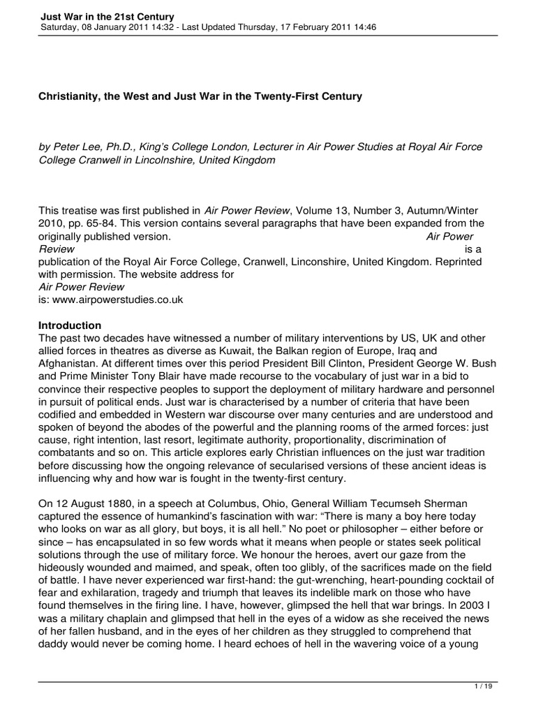 Just War in The 21st Century | PDF | Just War Theory | Jesus