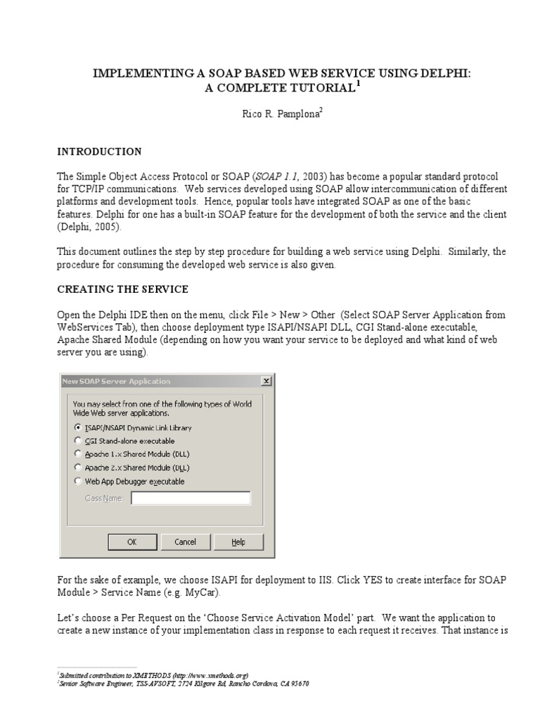 Soap Based Web Service Using Delphi | PDF | Web Service | Soap