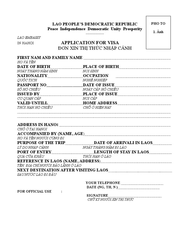 Lao Embassy Visa Application Form | PDF | Religion & Spirituality