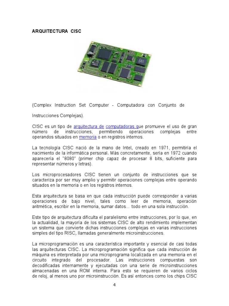 Arquitectura Cisc y Risc | PDF | Microprocesador | Conjunto de ...
