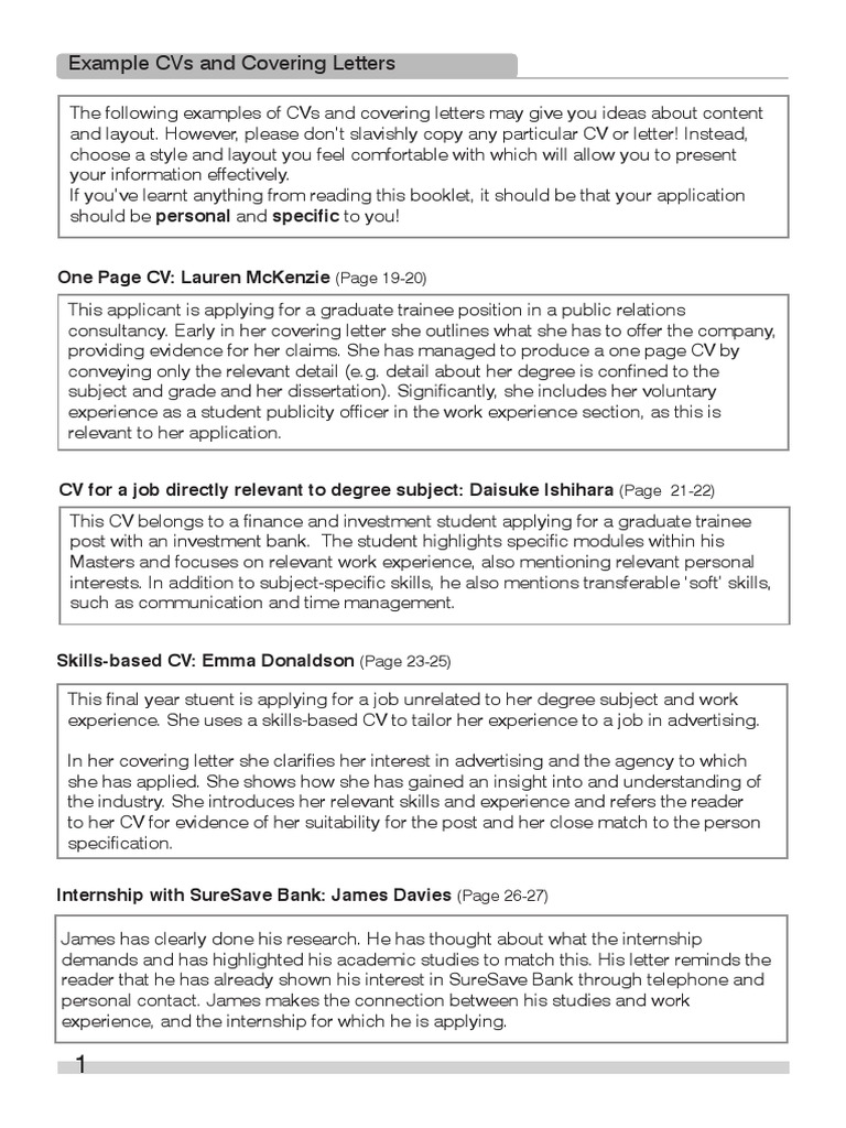CVs and Cover Letters for Finance Roles | PDF | Teaching Mathematics ...