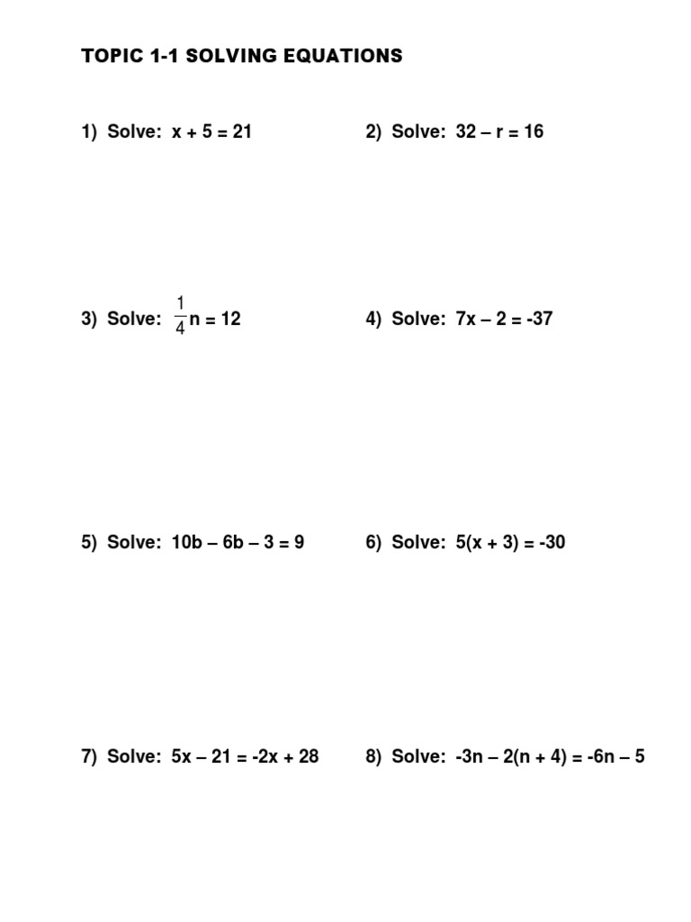 Lesson 1-1 Solving Equations | PDF