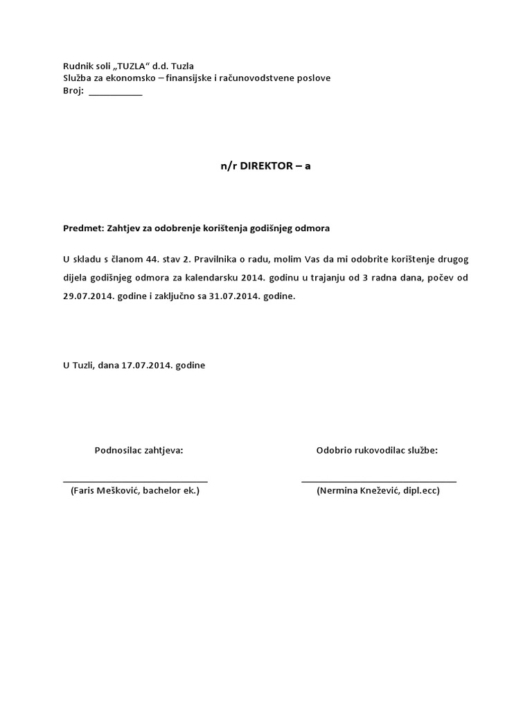 Godisnji Odmor | PDF