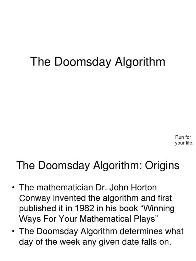 The Doomsday Algorithm Pdf Algorithms Computer Programming 2588