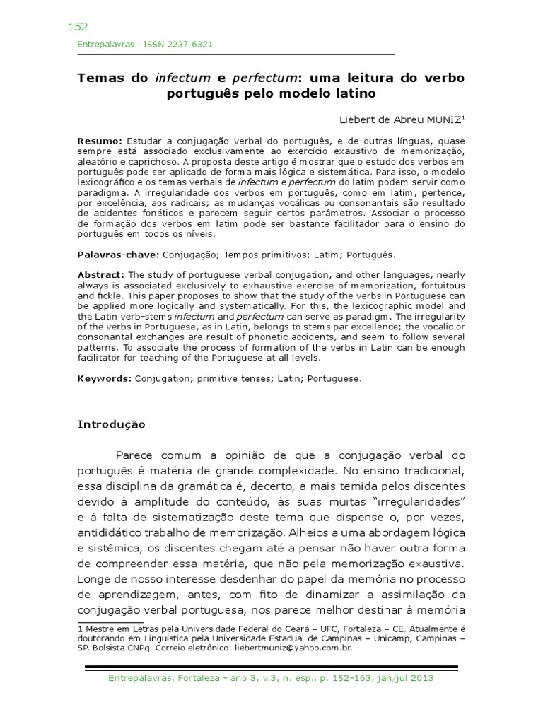 Temas Do Infectum e Perfectum | PDF