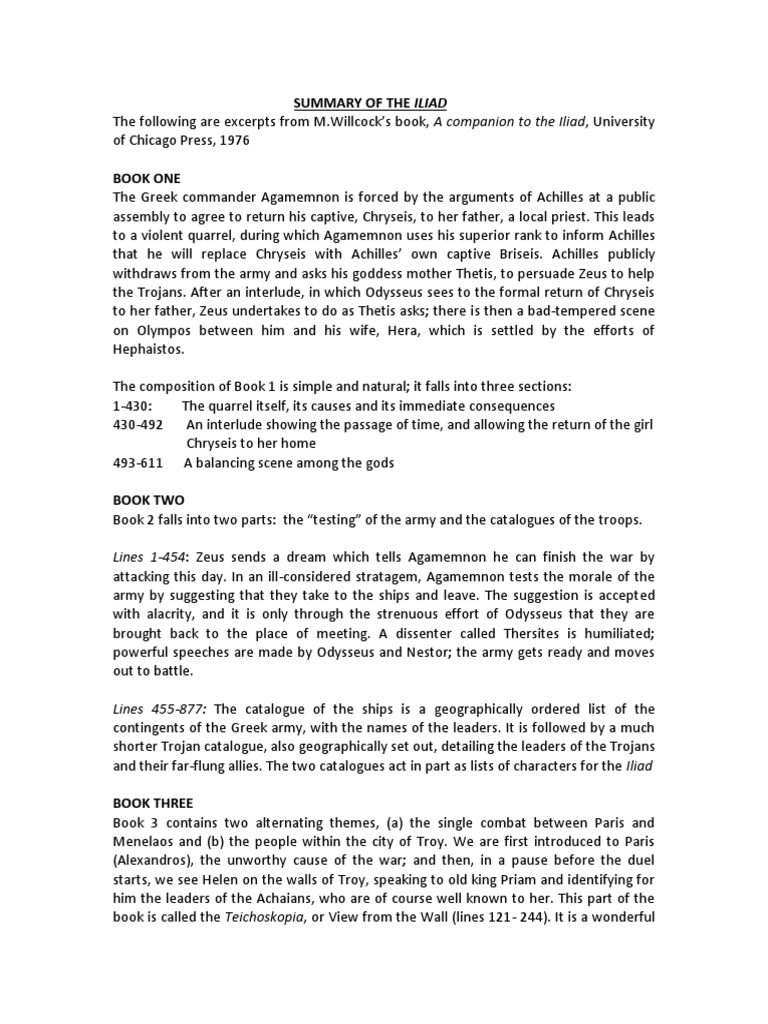 Summary of The Iliad | PDF | Hector | Iliad
