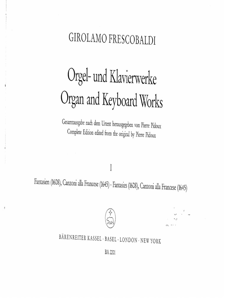 Frescobaldi - Organ Works. Vol. 1 | PDF | Foreign Language Studies