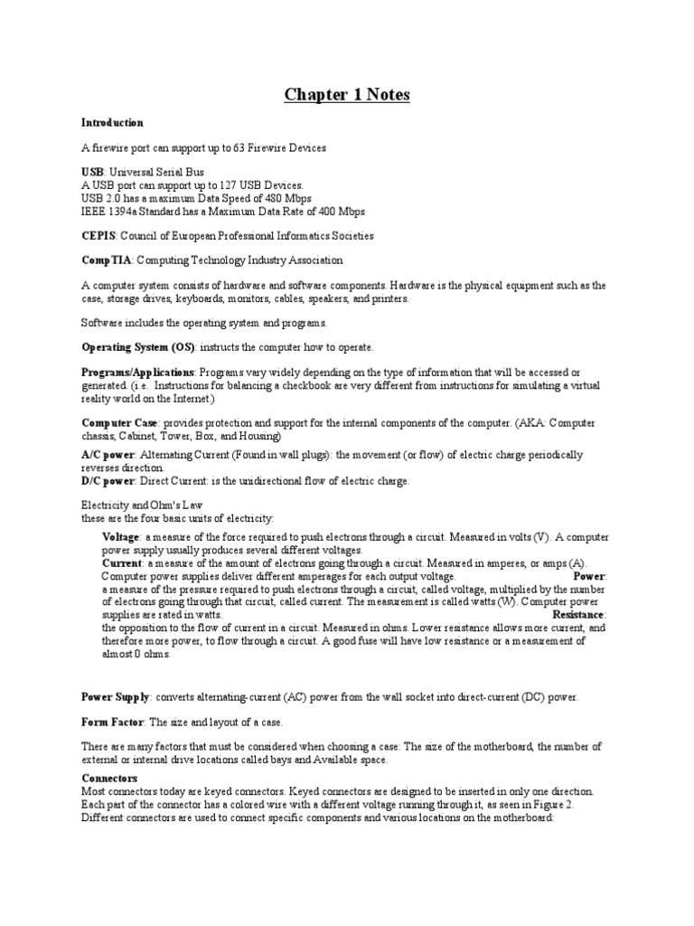 It Essentials Note | PDF | Usb | Physical Layer Protocols
