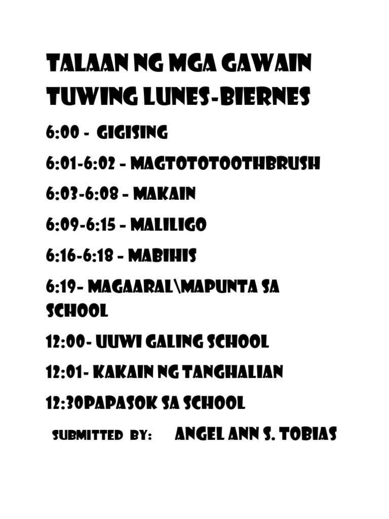 Talaan NG Mga Gawain | PDF