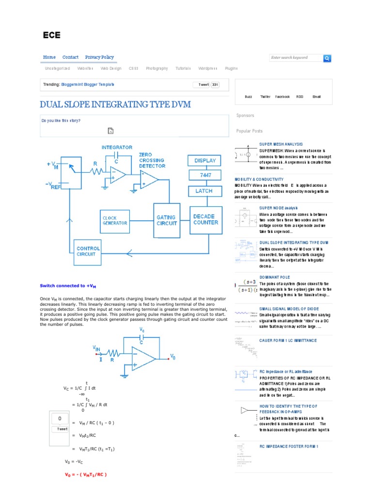 DUAL SLOPE INTEGRATING TYPE DVM ~ ECE | Capacitor | Electrical Impedance
