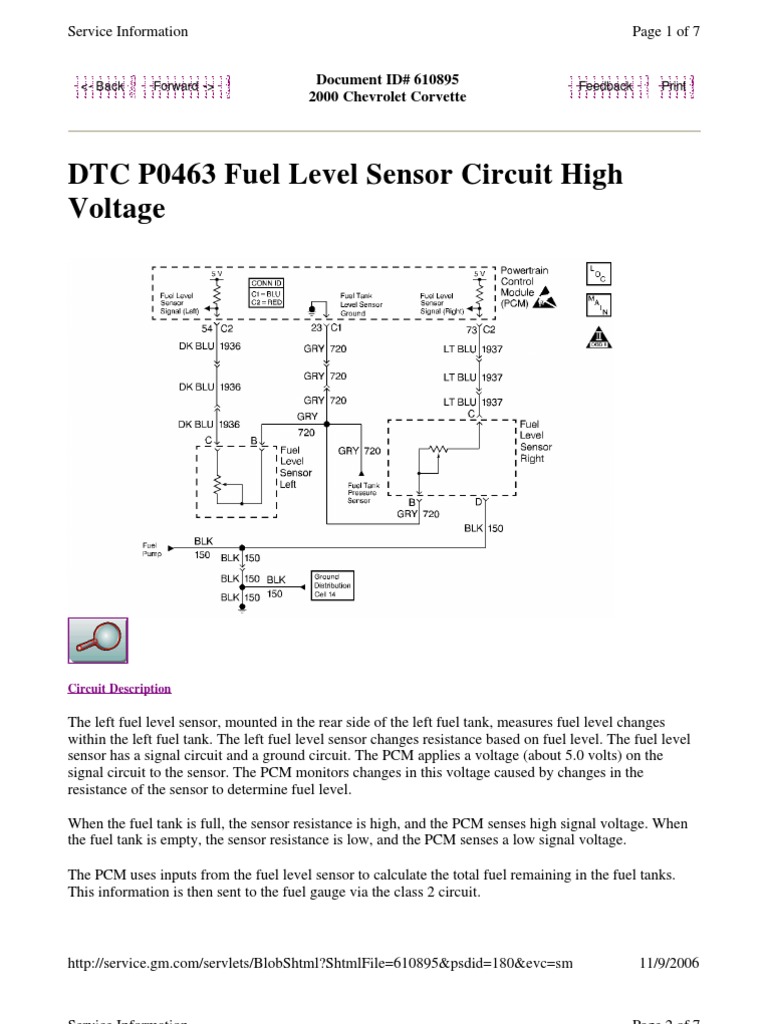 C5-DTC P0463 Fuel Level Sensor Circuit High Voltage | PDF | Electrical ...