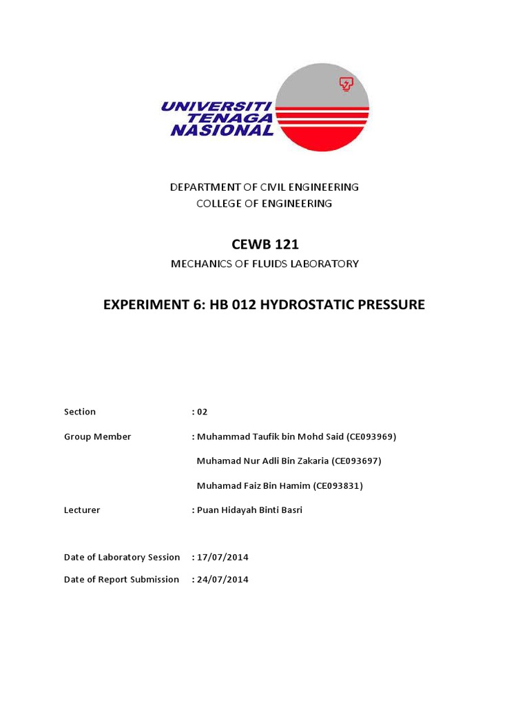 Hydrostatic Pressure Experiment Report | PDF | Buoyancy | Force