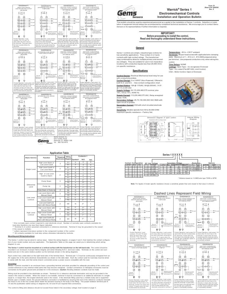 Warrick Series 1 Electromechanical Controls: Installation and Operation ...