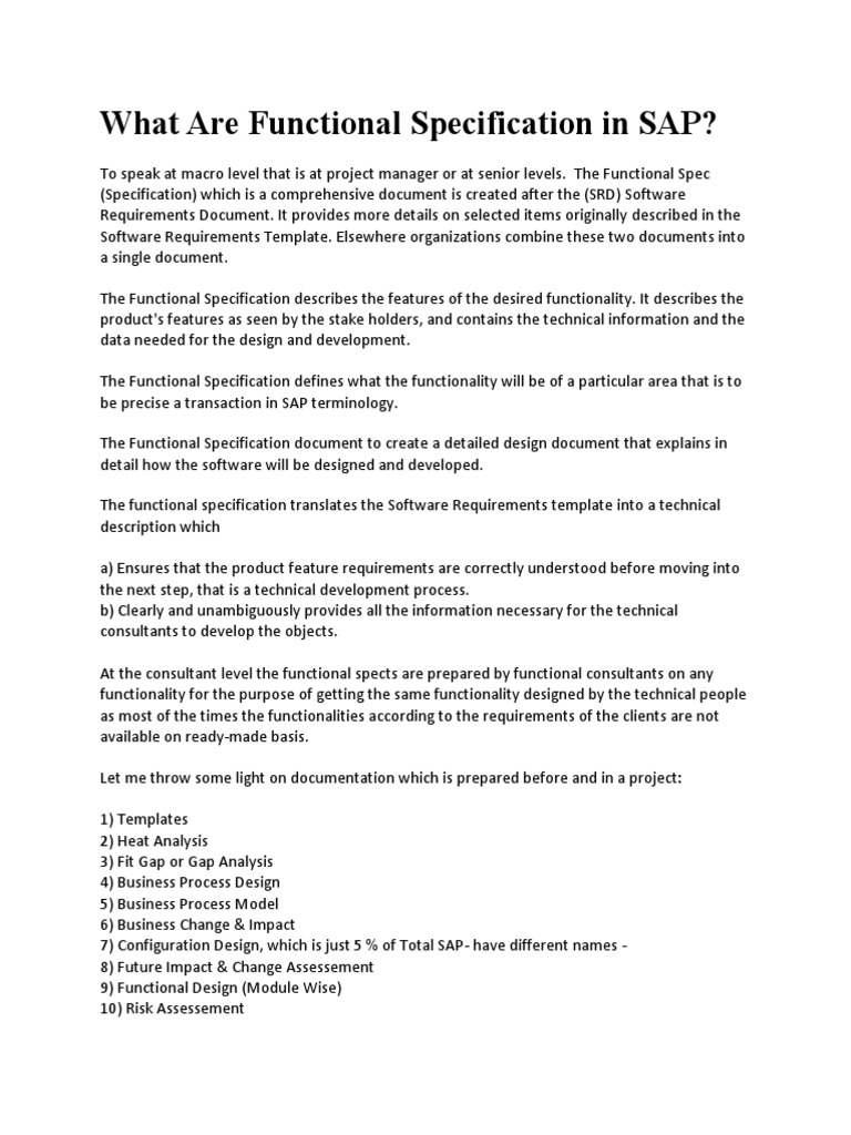 what-are-functional-specification-in-sap-pdf