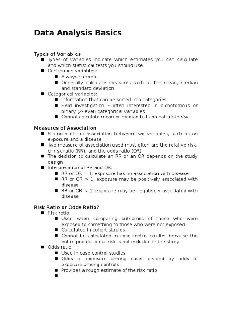 Data Analysis Basics | PDF | Confidence Interval | Categorical Variable