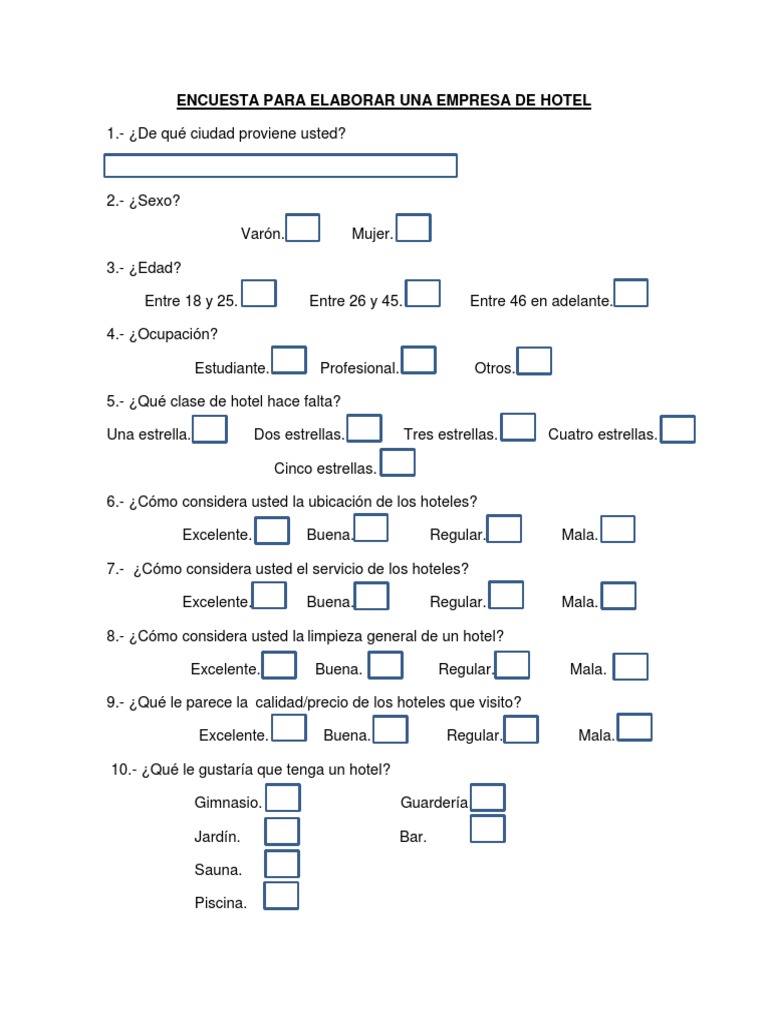 Encuesta de Hoteles | PDF