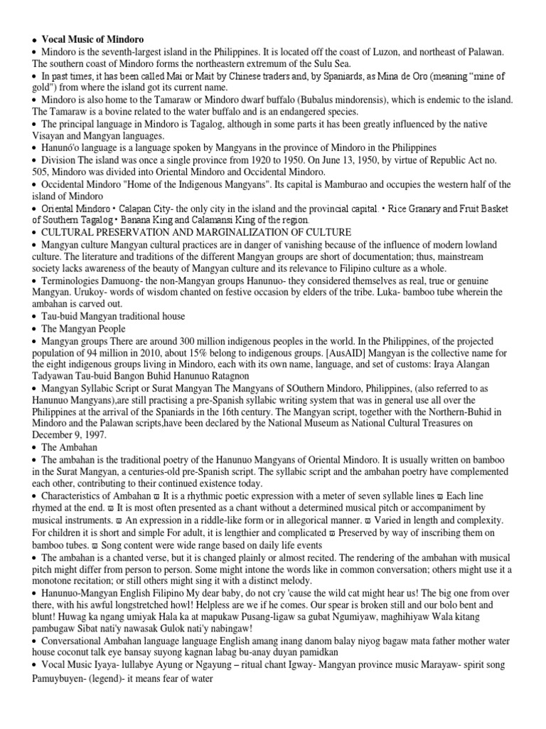 Vocal Music of Mindoro | Philippines