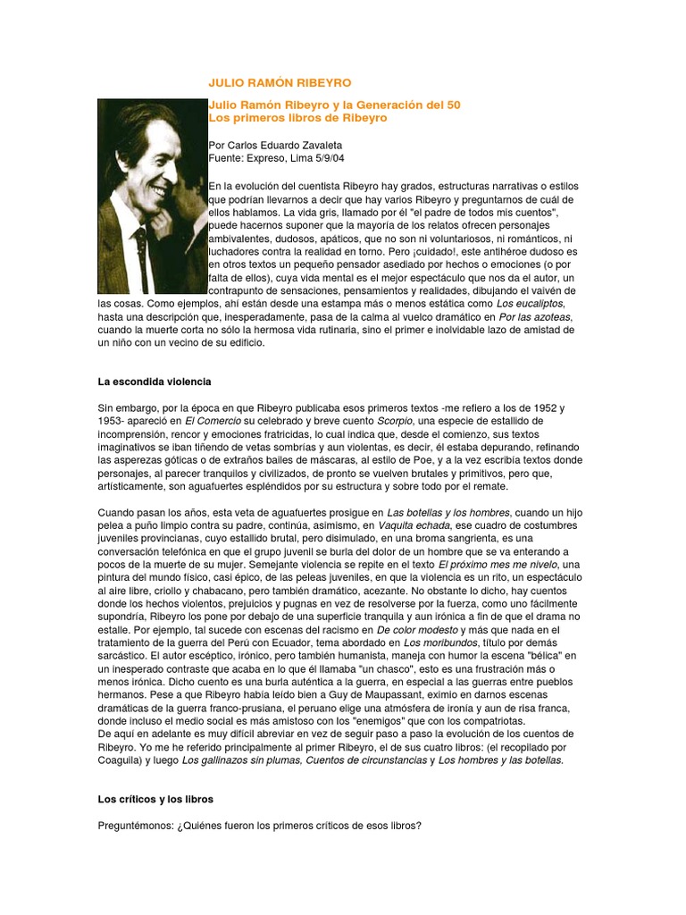 Julio Ramón Ribeyro | Cuentos | Perú