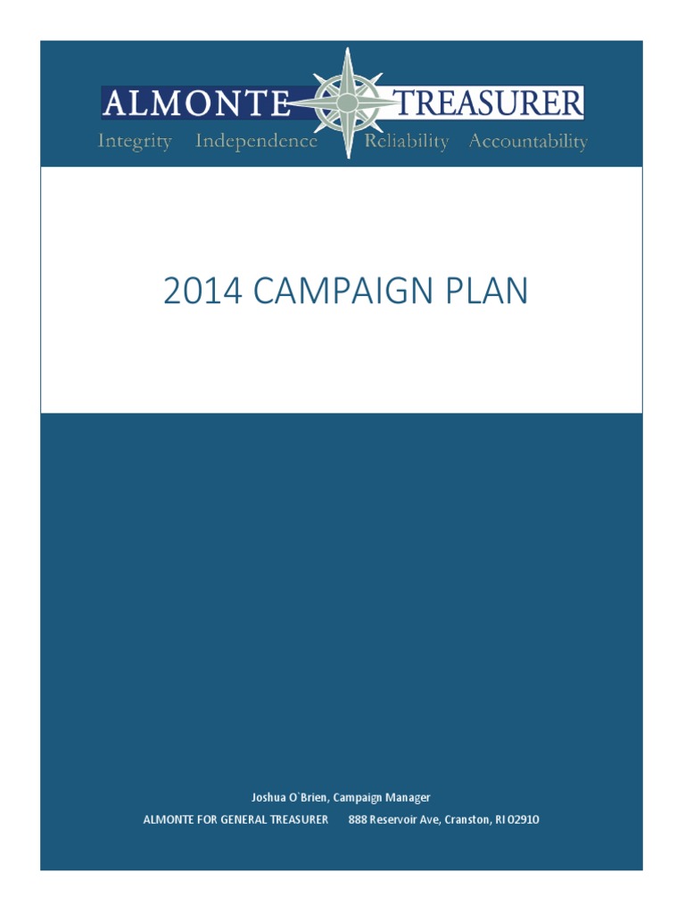 2014 Campaign Plan | PDF | Fundraising | Primary Election