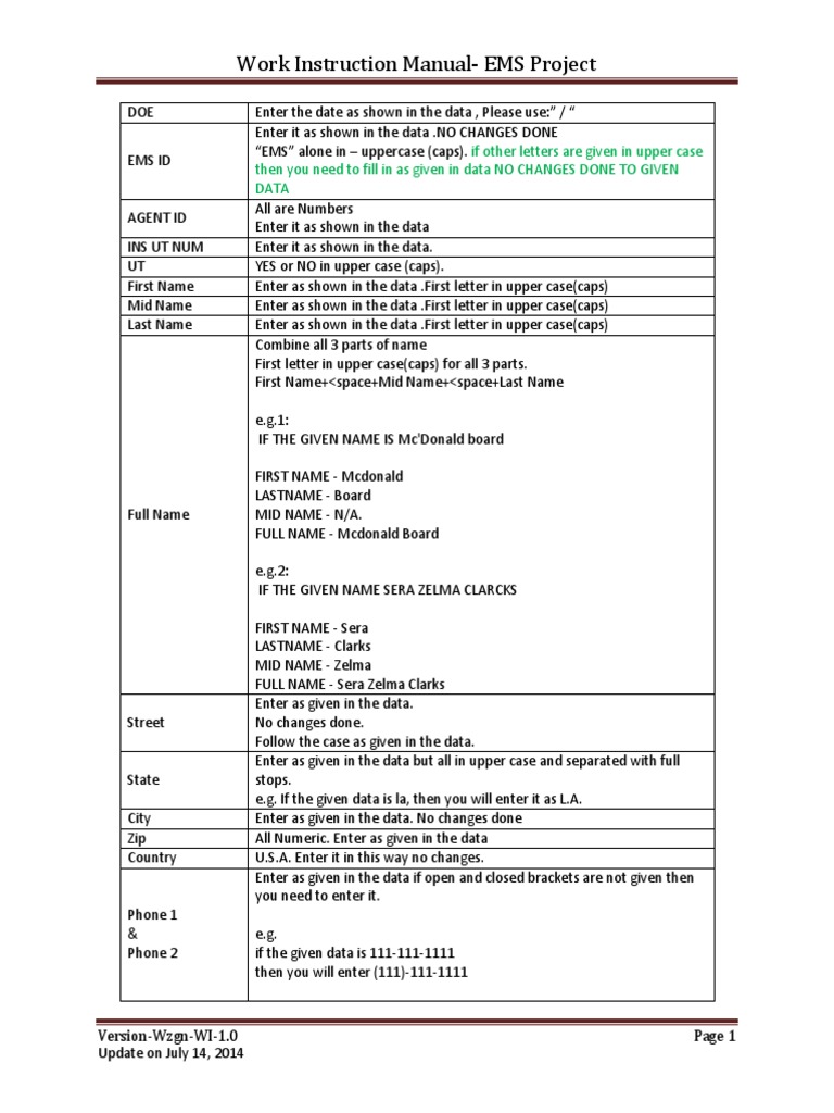 Work Instruction Manual-EMS Project | PDF | Letter Case | Computer ...