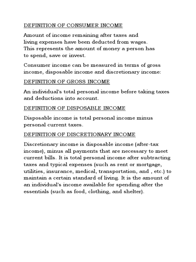 Understanding Consumer Income Definitions | PDF