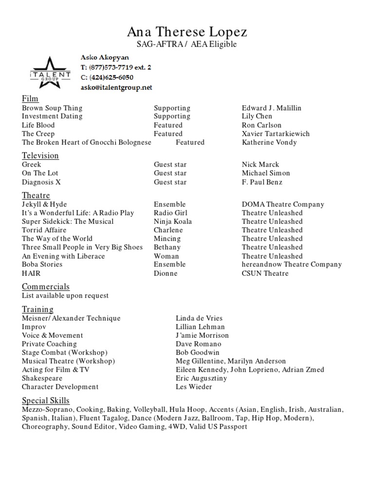Ana Therese Lopez - Italent Resume | PDF