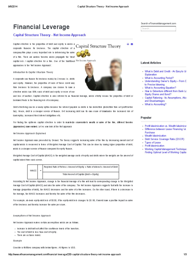 Capital Structure Theory - Net Income Approach | PDF | Capital ...