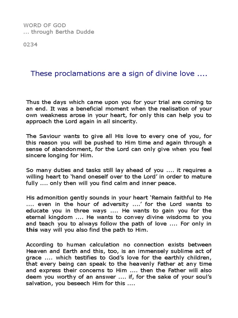 0234 These Proclamations Are A Sign of Divine Love .... | PDF ...