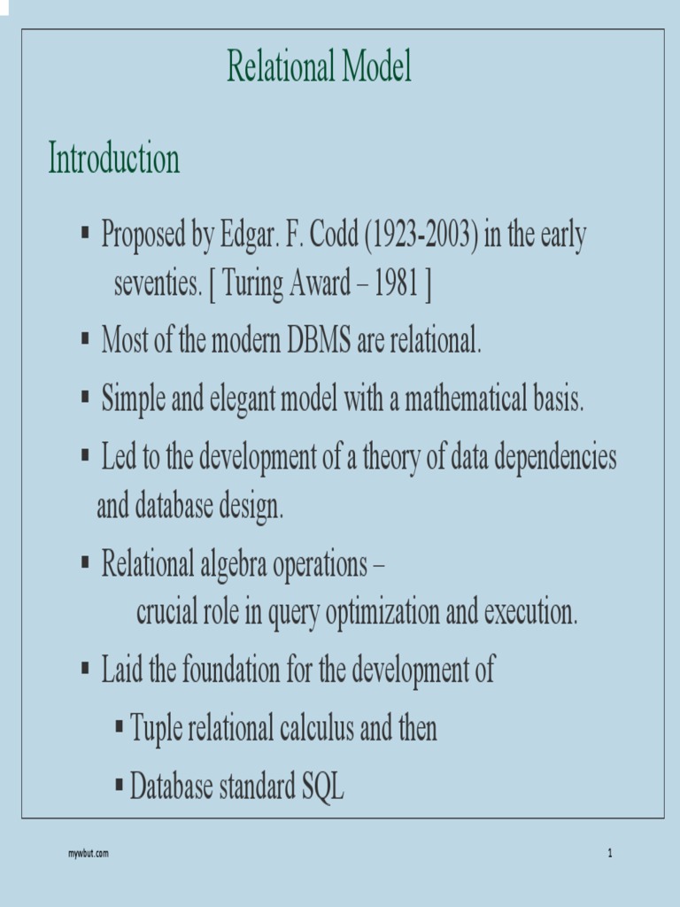 Relational Model Pdf Relational Database Relational Model