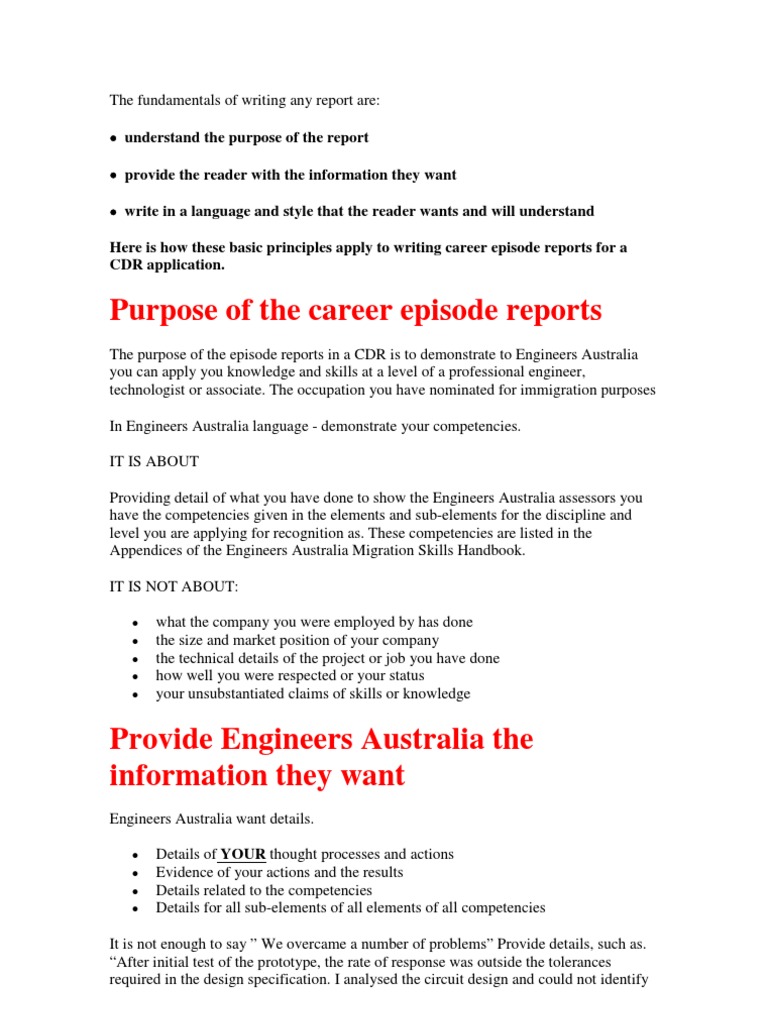Writing Effective CDR Career Episodes | PDF | Engineer | Design