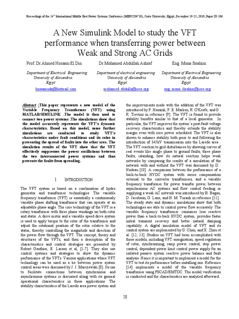 VFT | PDF | Electric Motor | Electric Power System
