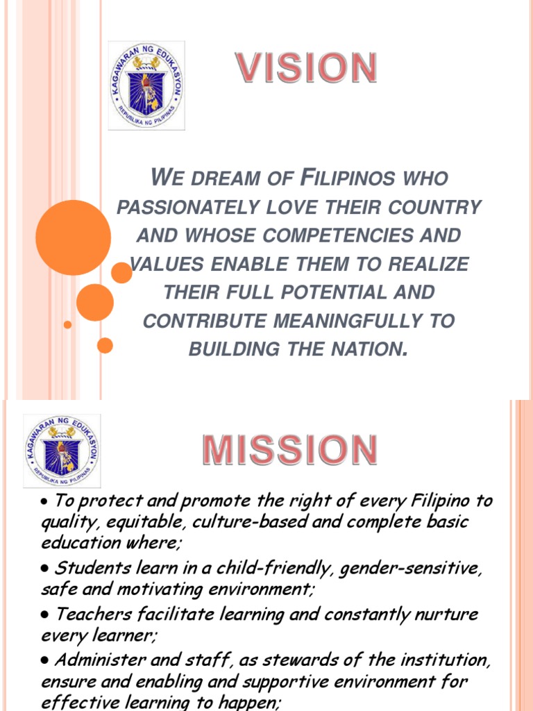 Vision and Mission for Filipino Education | PDF