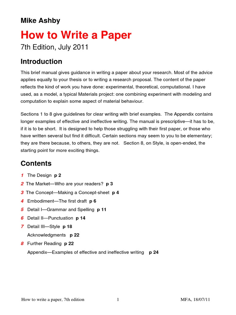 How To Write A Paper - Asbhy 2011 | PDF | Part Of Speech | Verb