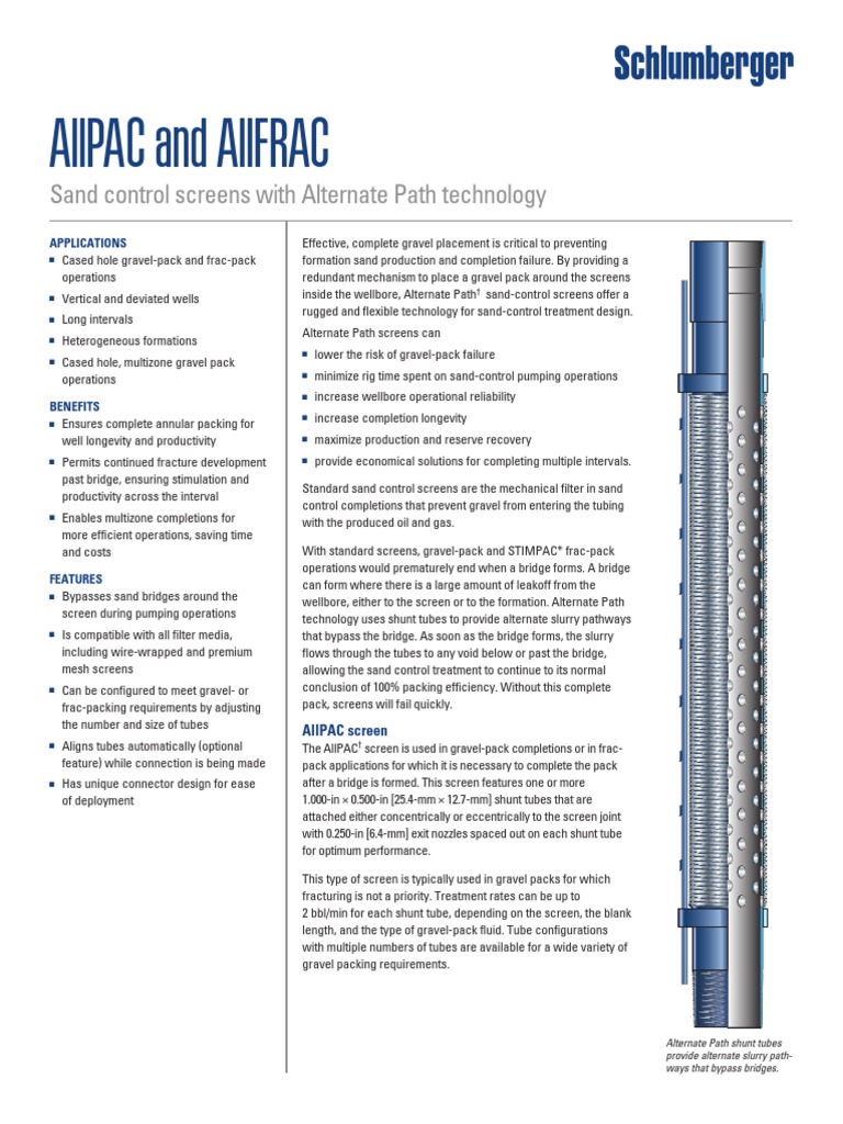 AllPac and AllFrac Sand Control Screens With Alternate Path Technology ...