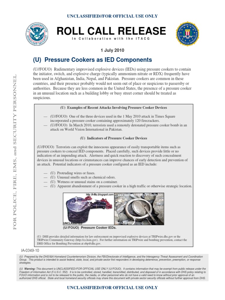 Pressure Cookers As IED Components | PDF | Improvised Explosive Device ...