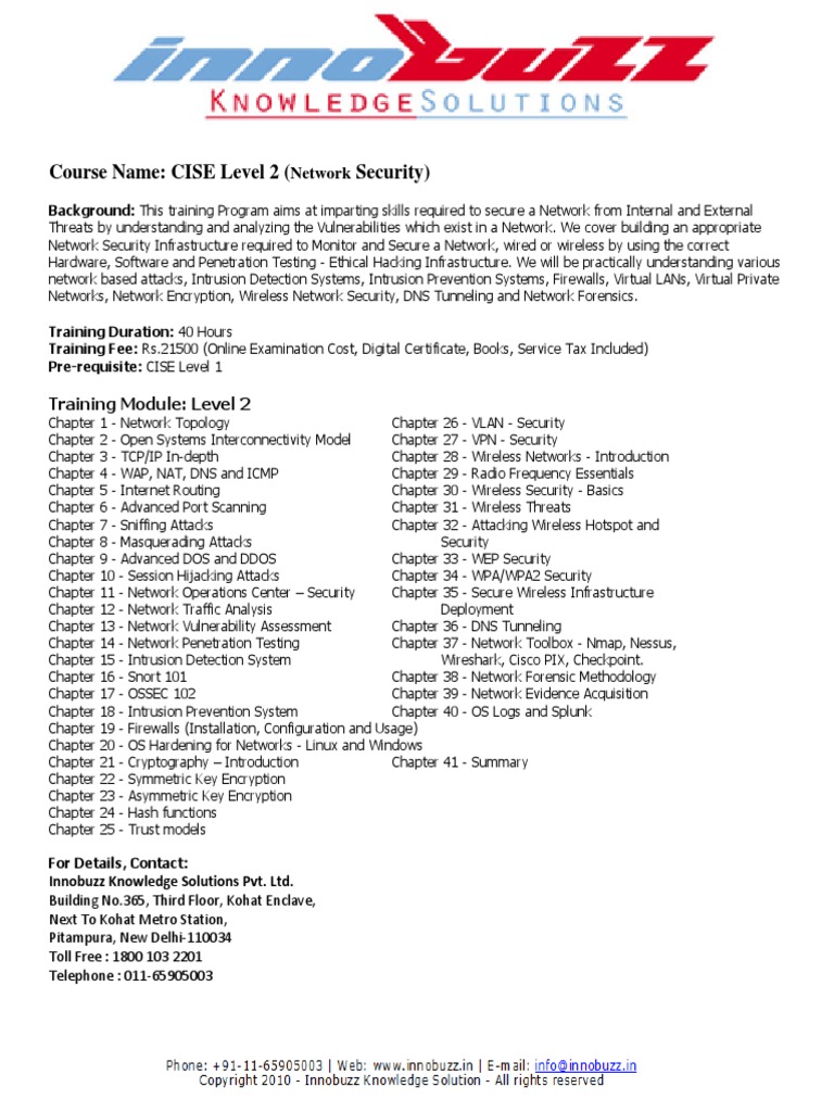 CISE Level - 2 - Network Security L2v2 | PDF | Security | Computer Network